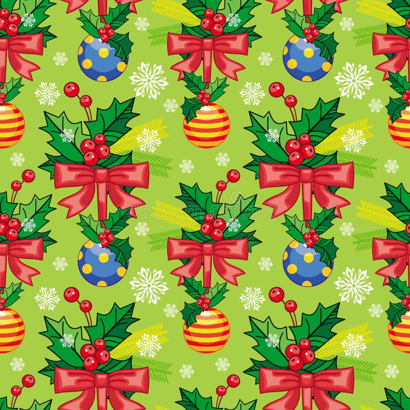Seamless Pattern with Christmas Decorations. Stock Illustration ...