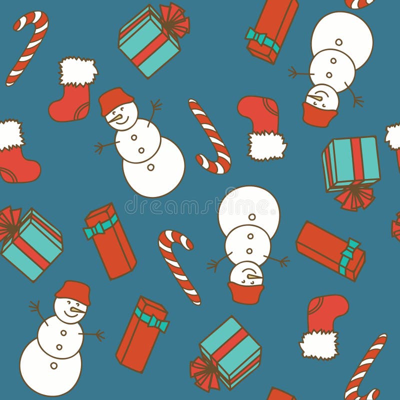 Seamless Pattern with Christmas Elements Stock Vector - Illustration of ...