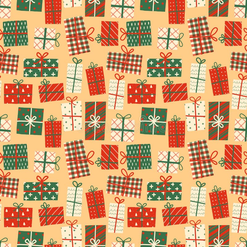 Seamless Pattern with Christmas Gift Boxes. Can Be Used for Wallpaper ...