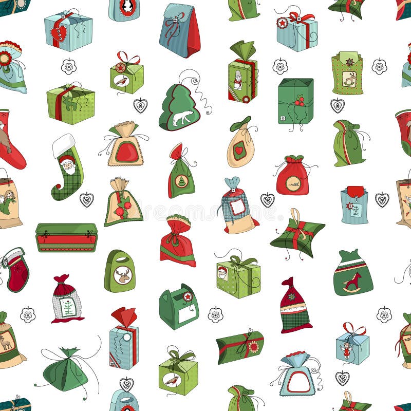 Seamless Pattern with Christmas Gift Boxes on Stock Vector ...