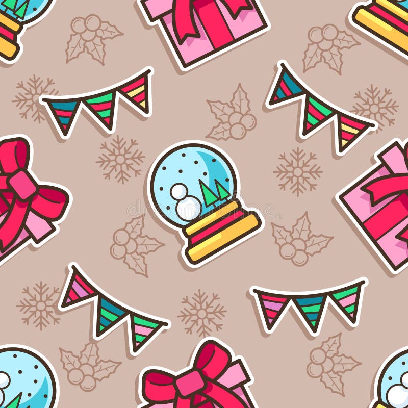 Seamless Pattern Christmas Party Stock Vector - Illustration of kids ...