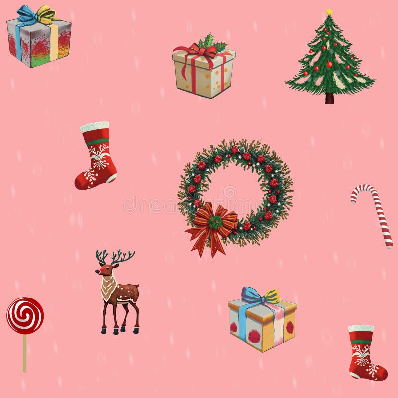 Seamless Pattern, Christmas Pattern, Simple Illustration for Printing ...