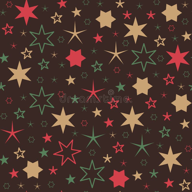 Seamless Pattern Christmas Star Design Isolated on White Stock Vector ...