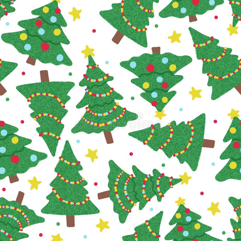 Seamless Pattern with Christmas Tree Isolated on White Stock Vector ...
