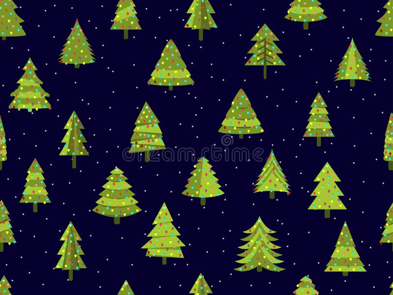 Seamless Pattern with Christmas Trees in a Flat Style. Decorated ...