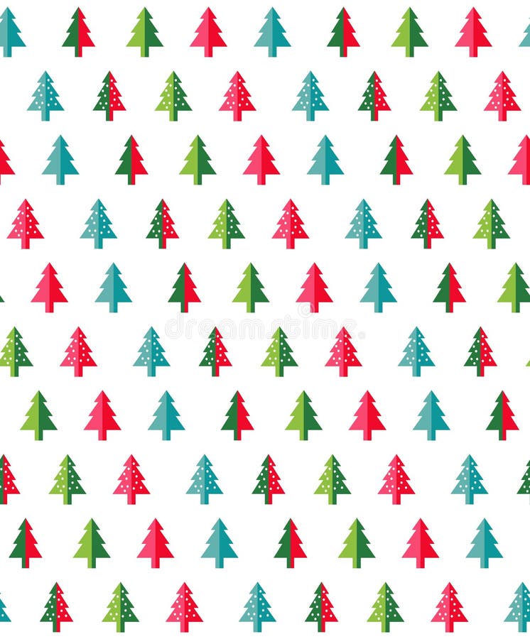 Seamless Simple Trees Pattern on White Background. Icon and Symbol ...
