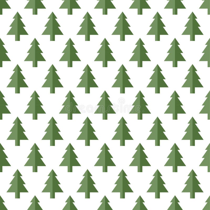 Seamless Simple Trees Pattern on White Background. Icon and Symbol ...