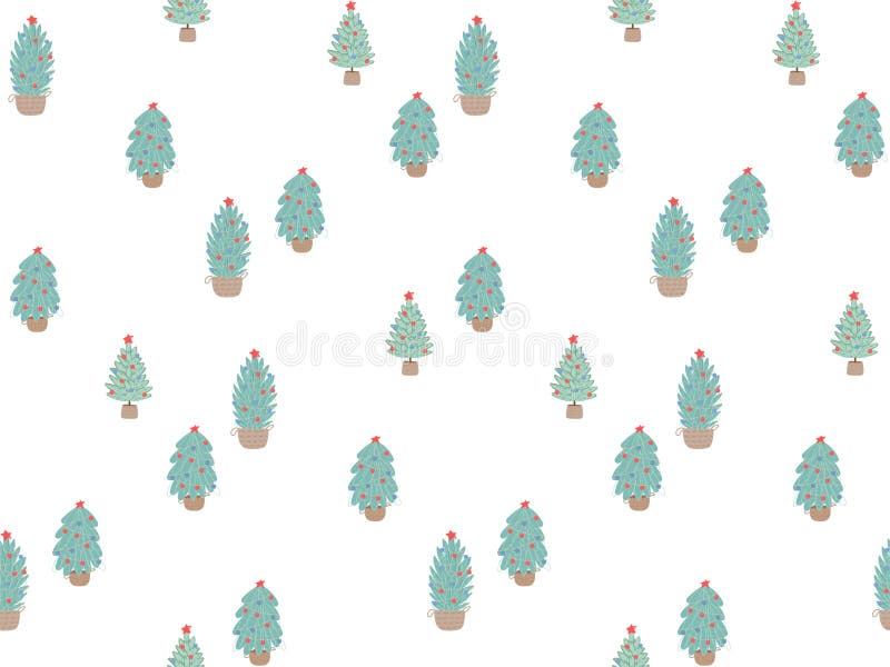 Seamless Pattern with Christmas Trees. Vector Wallpaper in Flat Style ...