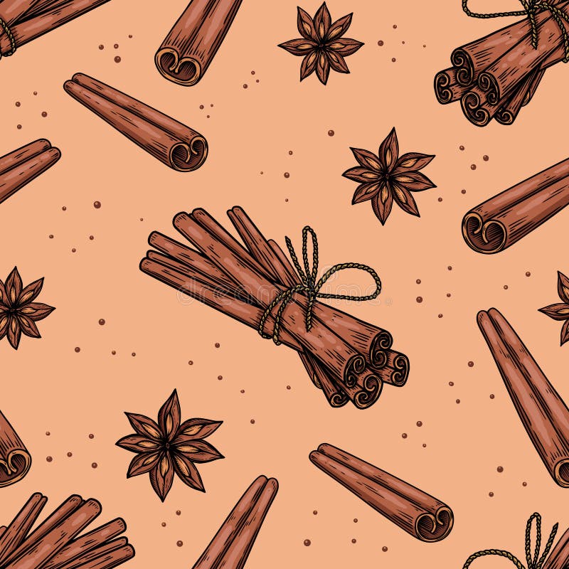 Seamless Pattern with Cinnamon. Design Element for Poster, Card, Banner ...