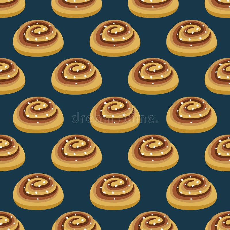 Seamless Pattern Cinnamon Roll Stock Vector - Illustration of swedish ...