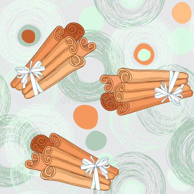Seamless Pattern with Cinnamon Sticks Stock Illustration - Illustration ...