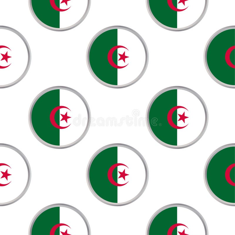 Seamless Pattern from the Circles with Flag of Algeria. Stock Vector ...