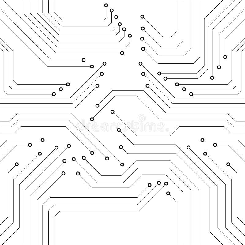 Printed Circuit Board Black And White Computer Technology Seamless Pattern, Vector Stock Vector ...