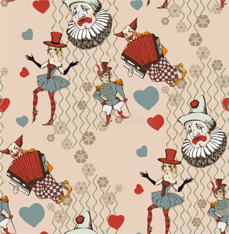 Seamless Pattern with Circus Artists Stock Vector - Illustration of ...