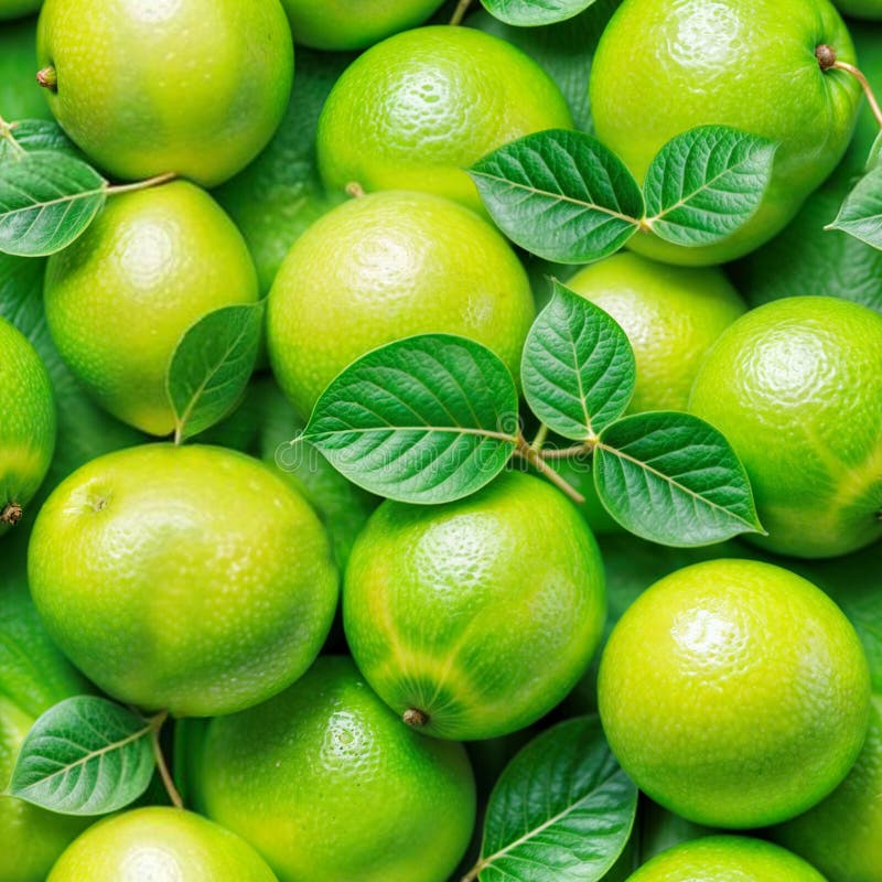 Seamless Pattern with Citrus Lime, Tree Branch, Leaf Stock Illustration ...