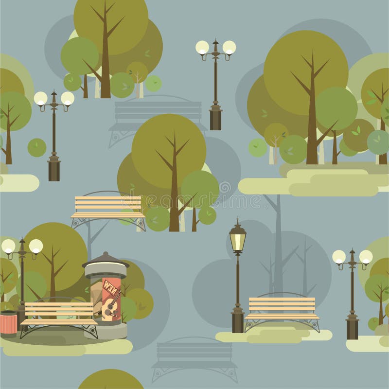 Seamless park pattern stock vector. Illustration of forest - 96653020