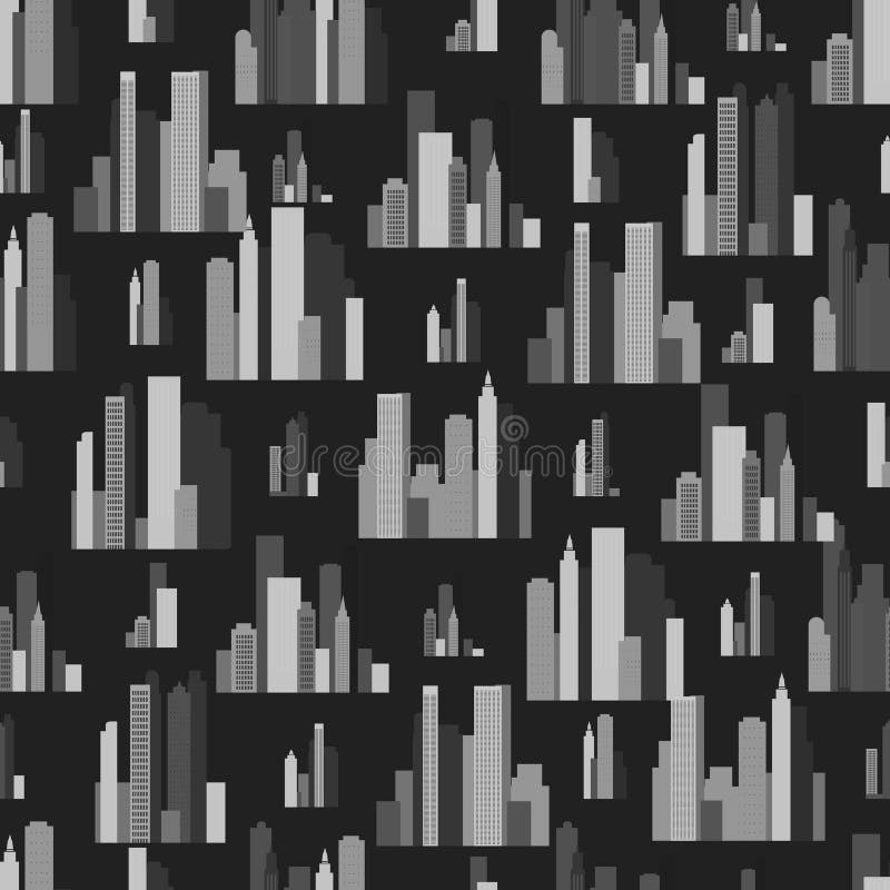 A Seamless Pattern of a City Skyline in Black and White Stock ...