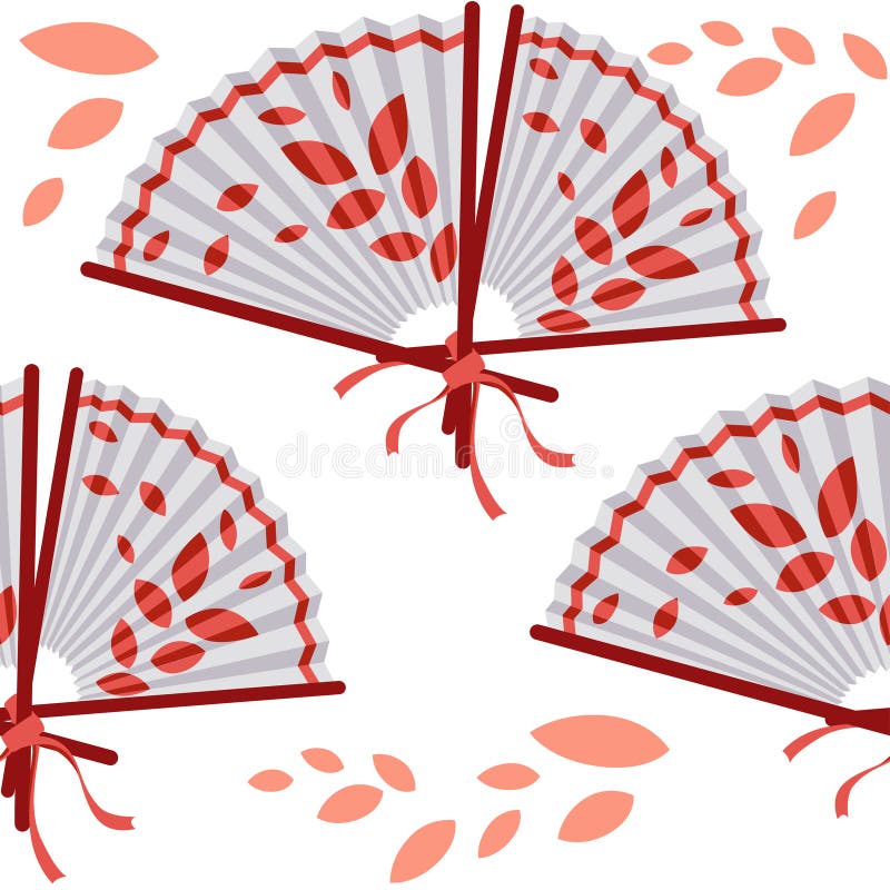Seamless Pattern Classic Asian Style Hand Fan Vector Illustration Stock ...