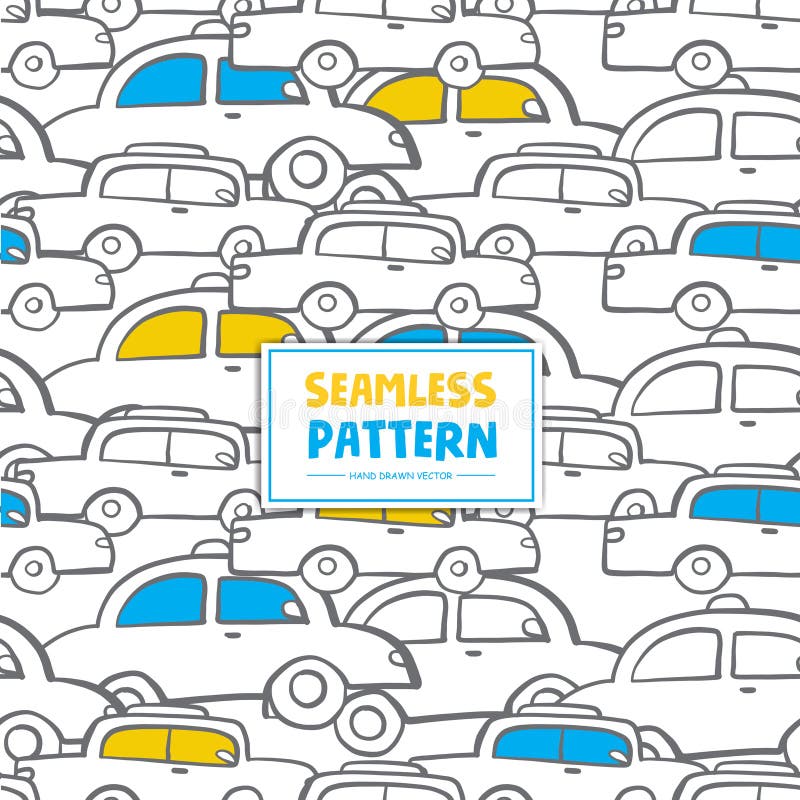 Seamless Pattern with Classic Car Stock Illustration - Illustration of ...