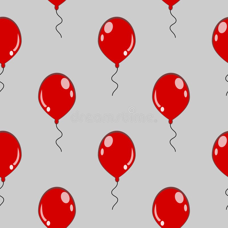 Seamless Pattern of Classic Red Balloons on White Background Stock ...