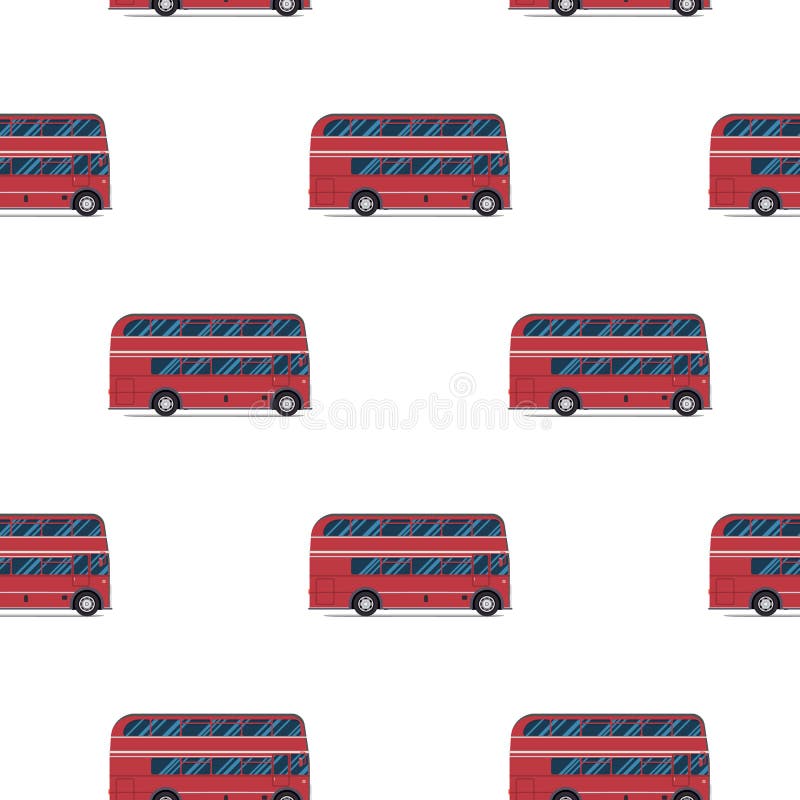 Seamless Pattern of the Classic Red Double-decker London Bus. Stock ...