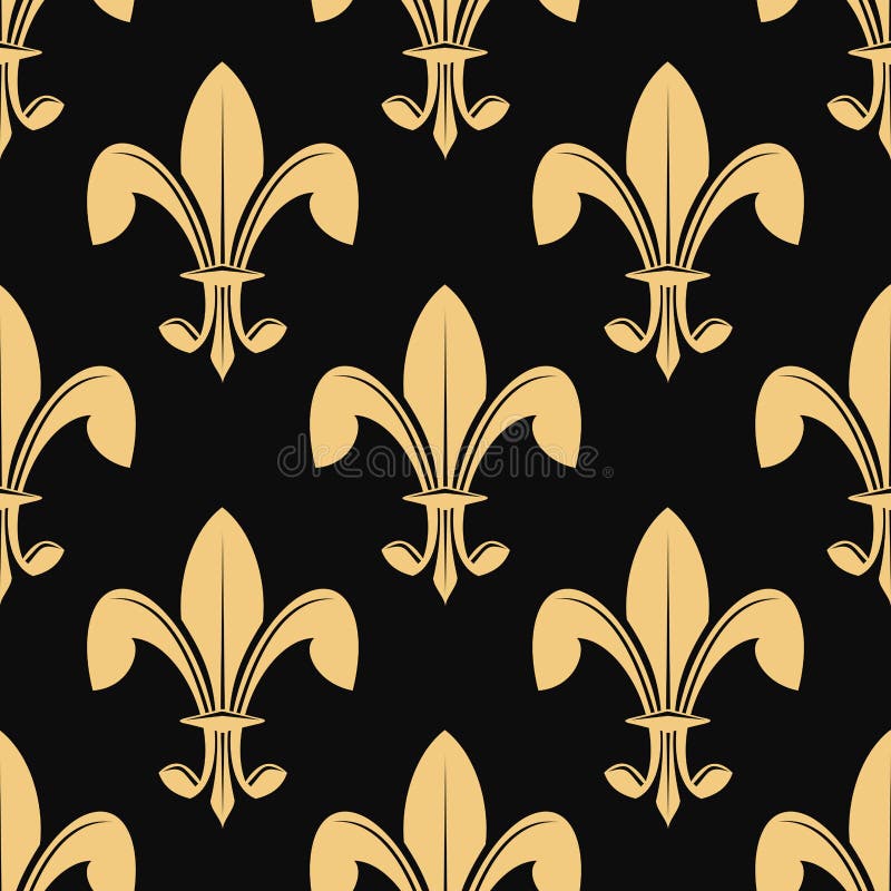 Golden Fleur-de-lis Seamless Pattern Black 1 Stock Vector ...