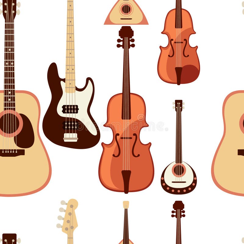 Seamless Pattern of Classical Musical Instrument Collection Cartoon ...