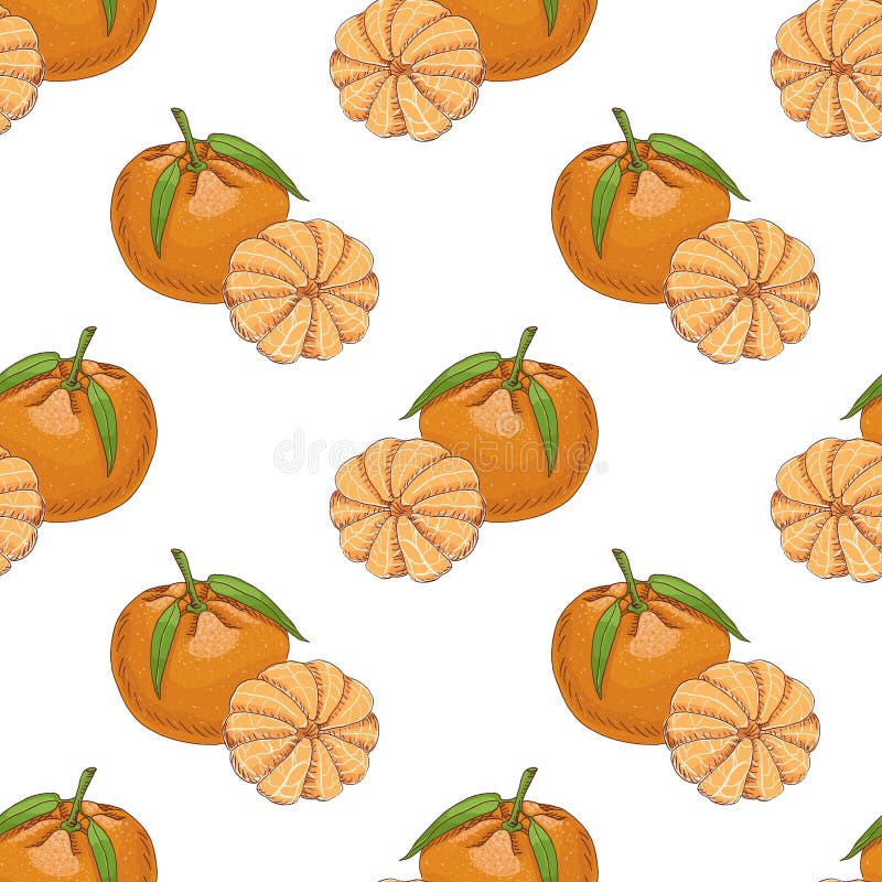 Seamless Pattern with Clementine Stock Illustration - Illustration of ...