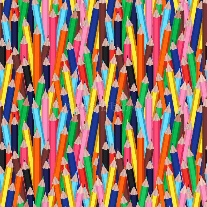 Seamless Pattern with Clorful or Multicolor Cartoon Pencils Stock ...
