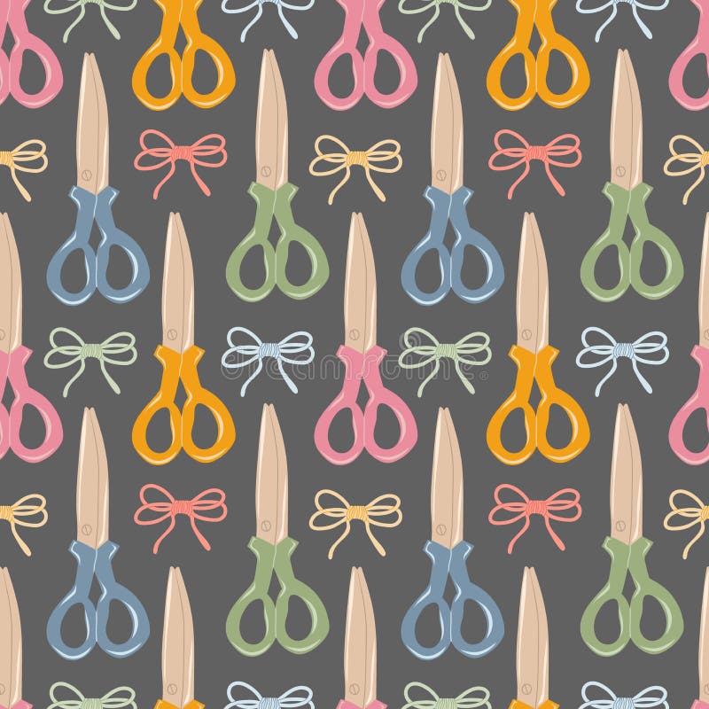 Seamless Pattern with Closed Scissors and Threads. Female Hobby Concept ...
