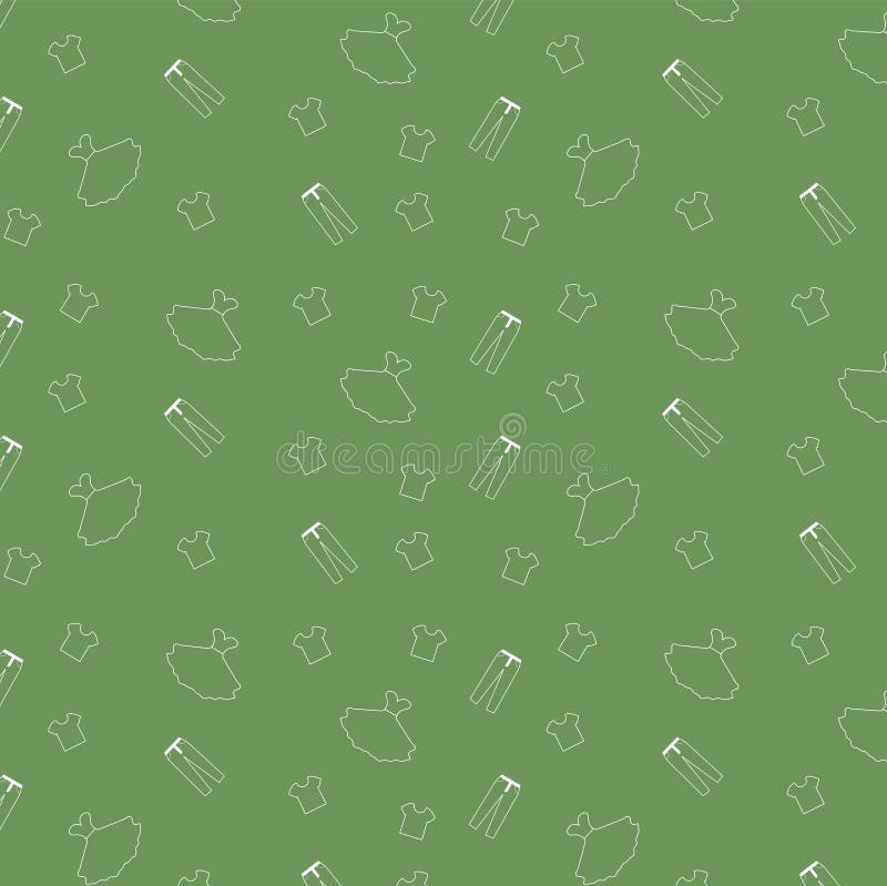 A Seamless Pattern with Clothes on Green Background for Fashion ...