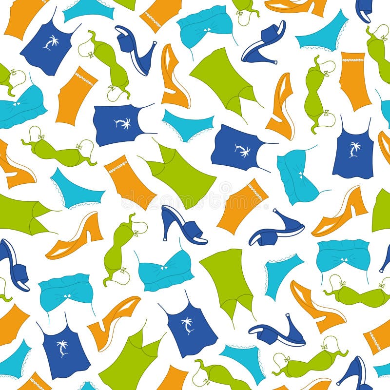 Seamless Pattern, Clothes Woman Stock Vector - Illustration of clothes ...