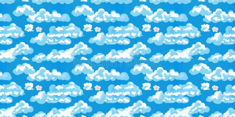 Seamless Pattern Cloud Blue Sky Hd Illustration Tile Tileable Stock ...