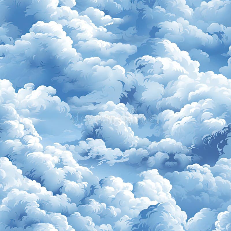 Seamless Pattern of Clouds on Blue Sky Wallpaper with Soft Edges (tiled ...