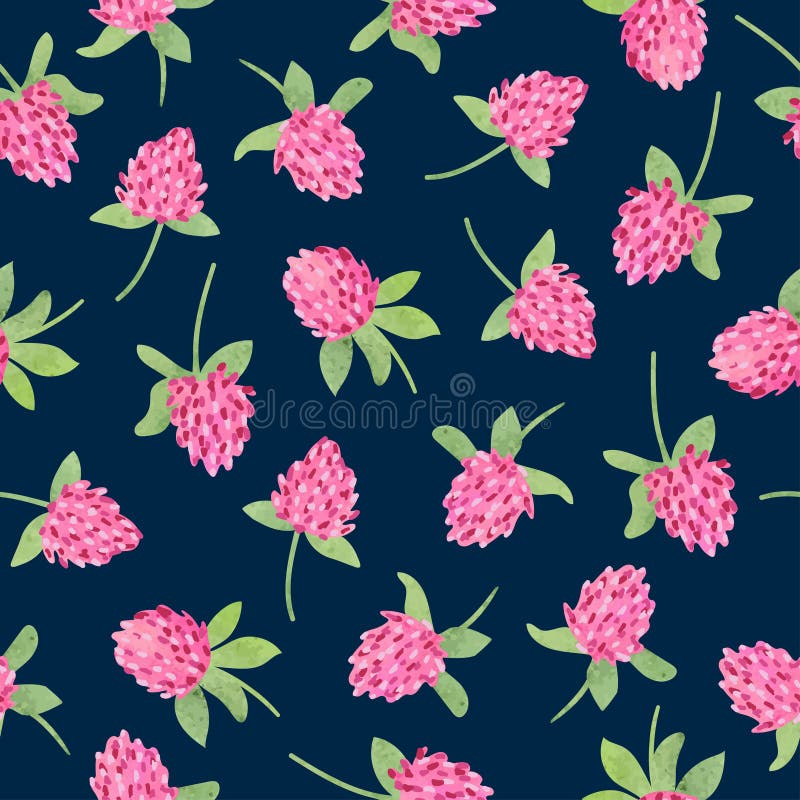 Seamless Pattern with Clover Flowers. Vector Watercolor Floral ...