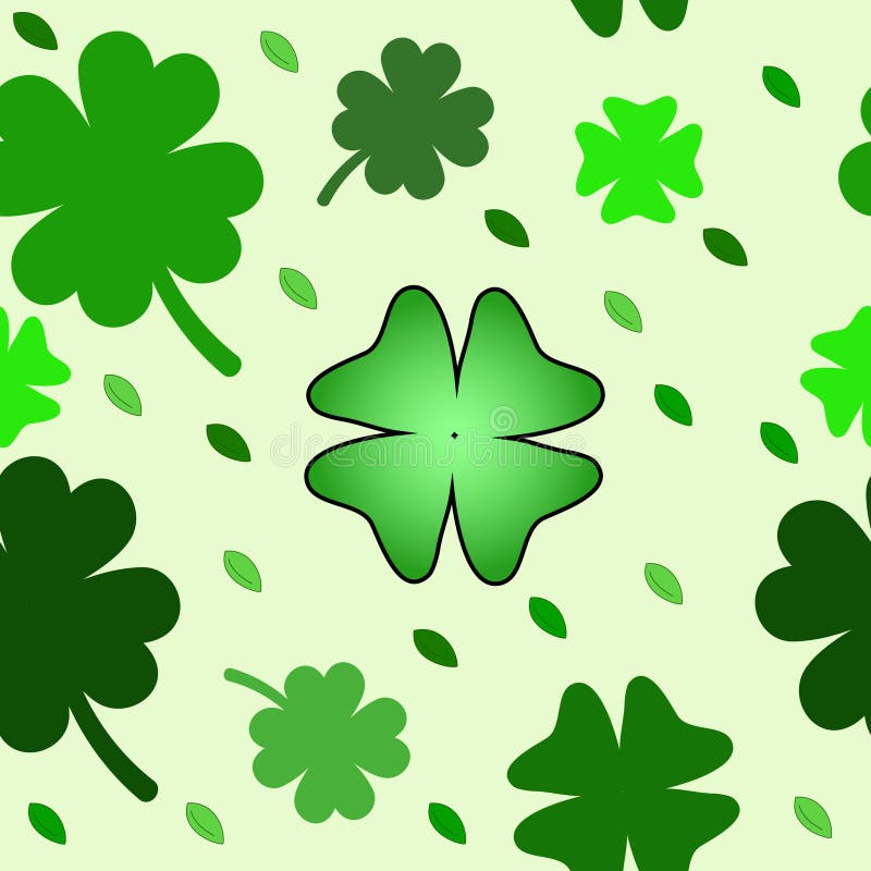 Seamless Pattern with Clover Leaves Stock Vector - Illustration of ...