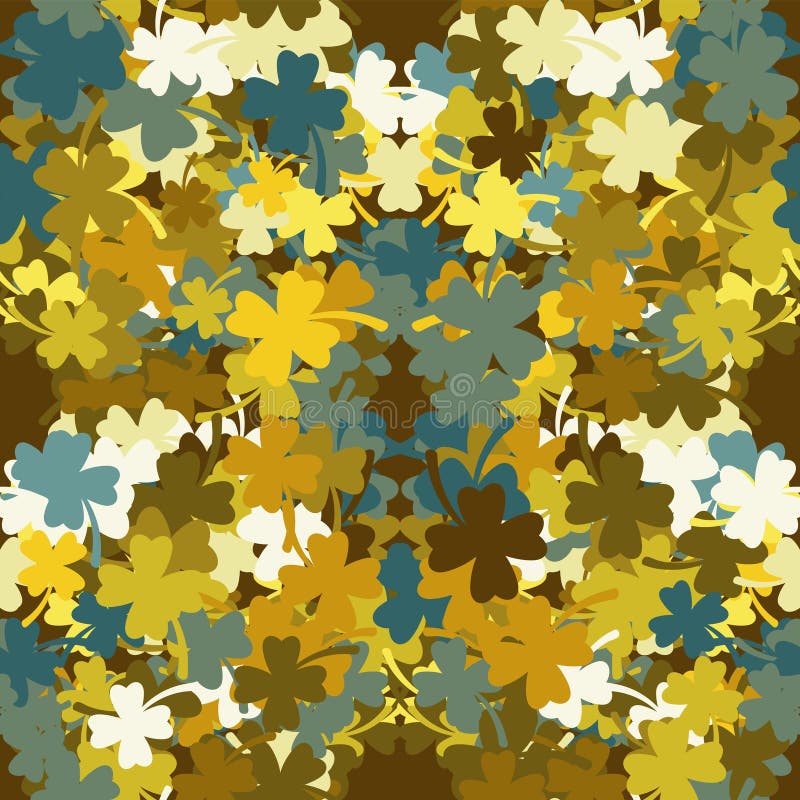Seamless Pattern of Clover Leaves on a Brown Background. Vector Image ...