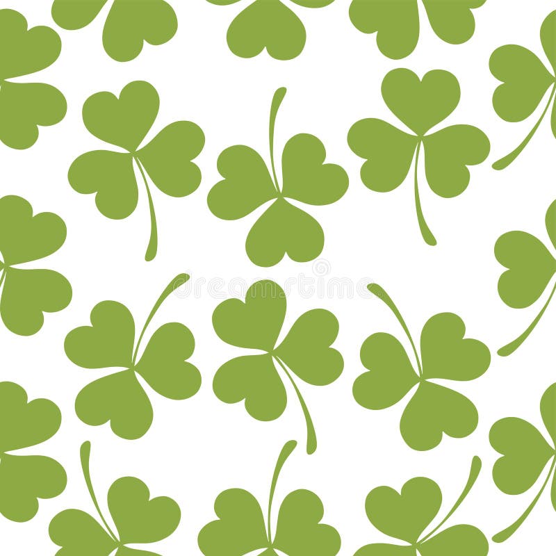 Seamless Pattern of Clover Leaves. Vector Illustration, White ...