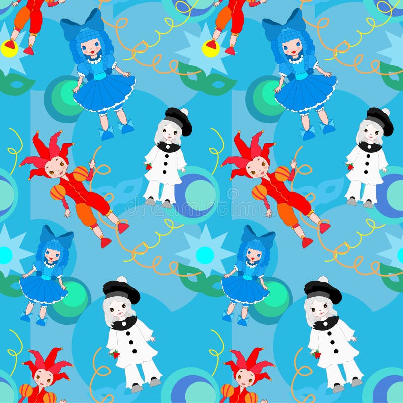 Seamless pattern clowns stock vector. Illustration of arlequin - 18282821