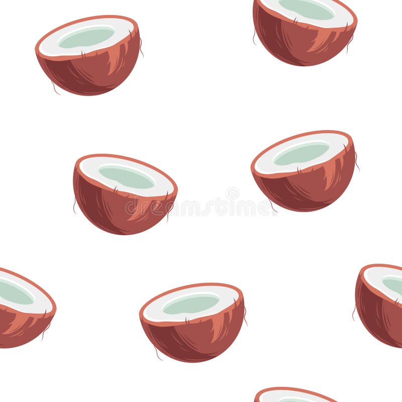 Seamless Pattern with Coconuts. Half a Coconut Stock Vector ...