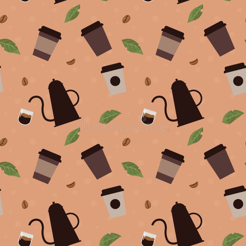 Seamless Pattern with Coffee Beans in Flat Cartoon Style Stock Vector ...