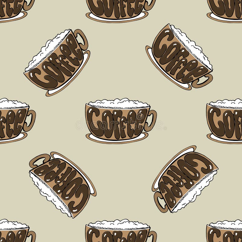 Seamless Pattern with Coffee Cup Stock Vector - Illustration of drink ...