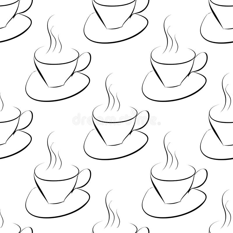 Seamless Pattern with Coffee Cup Stock Vector - Illustration of ...