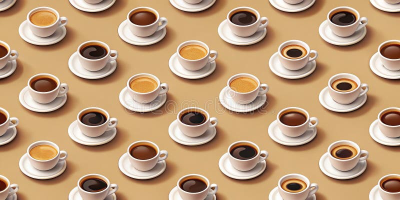 Seamless Pattern of Coffee Cups Creative AI Stock Illustration ...