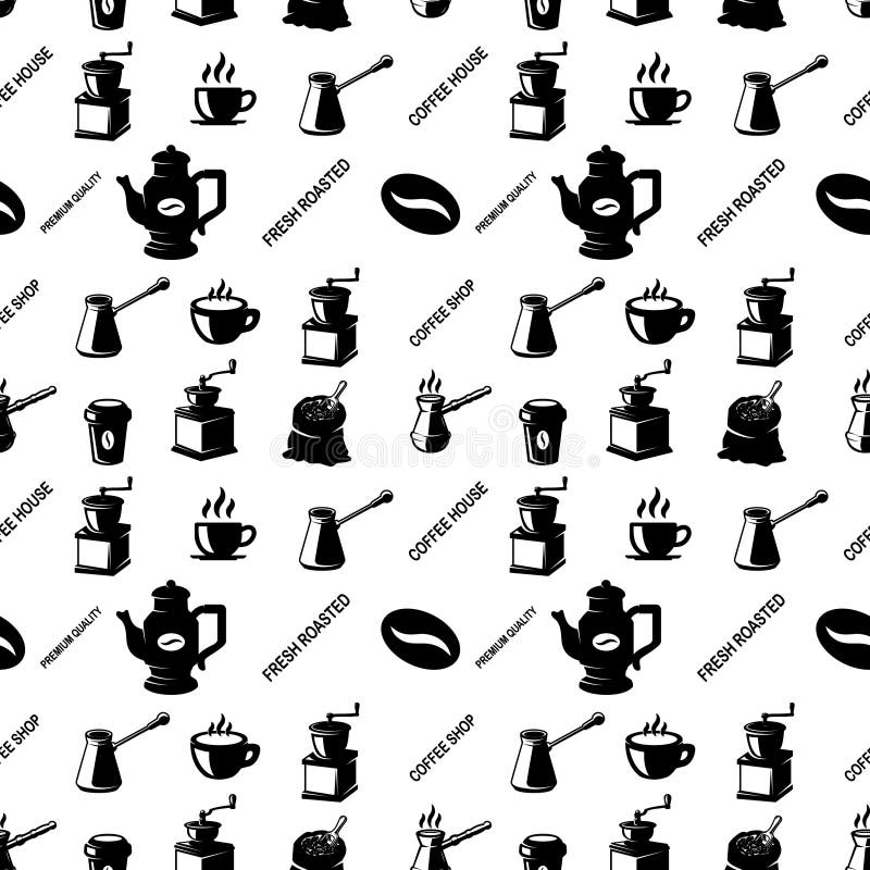 Seamless Pattern with Coffee Design Elements. for Poster, Flyer, Card ...