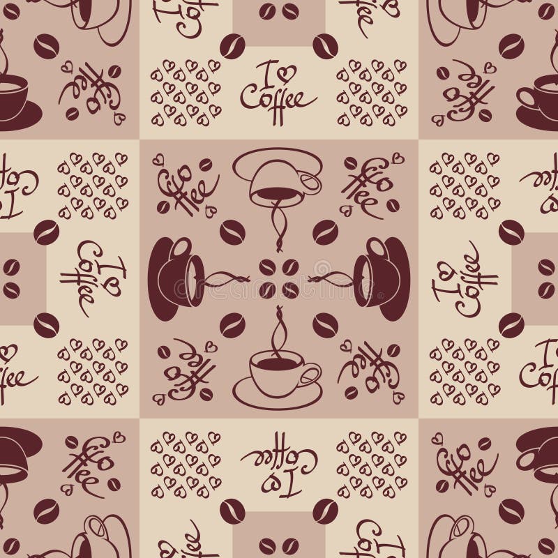 Seamless Pattern on Coffee Theme Stock Vector - Illustration of cafe ...