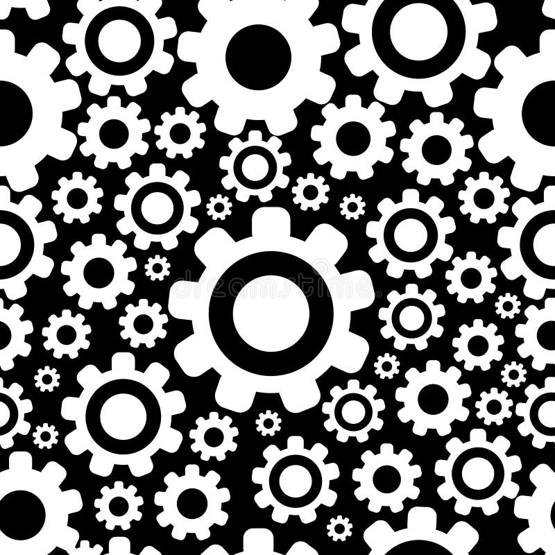 Seamless Pattern with Cogwheels. Black and White. Abstract Geometric ...