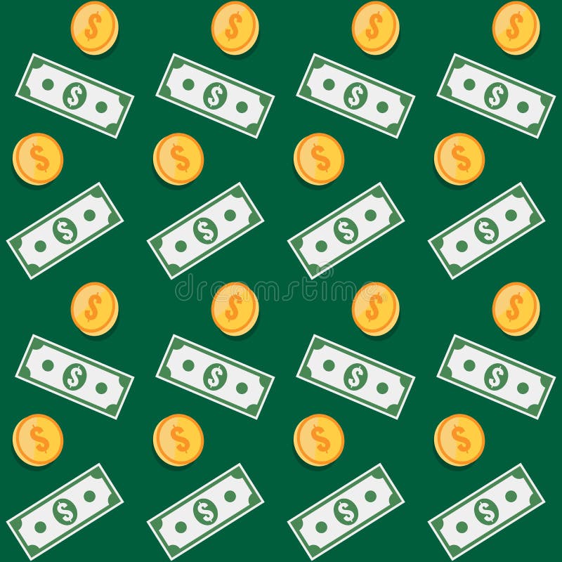 Seamless Pattern. Coin and Paper Money Symbols Stock Vector ...