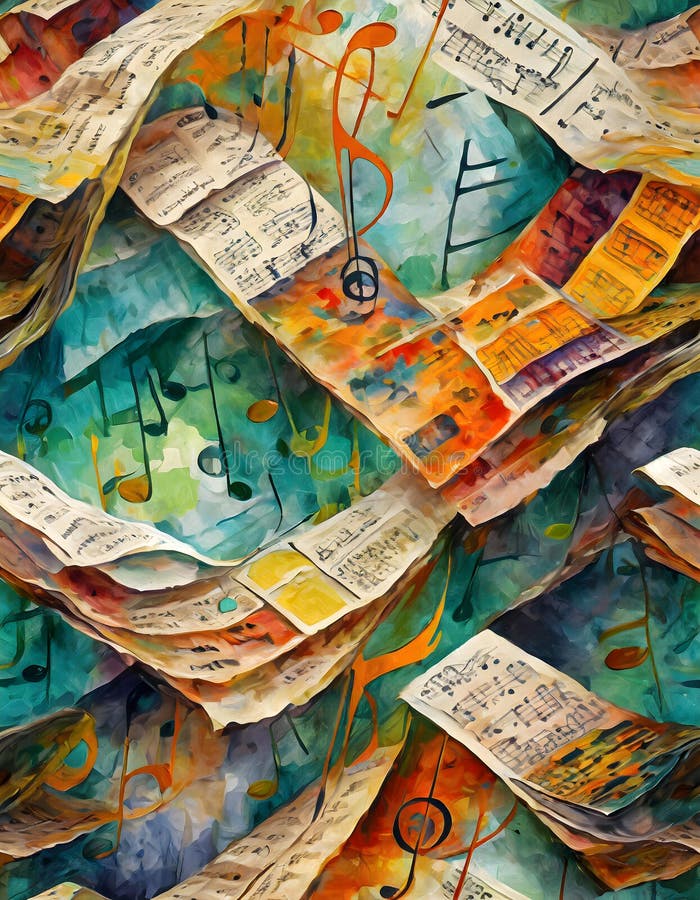 Seamless Pattern with Collage of Musical Notes and Newspapers ...