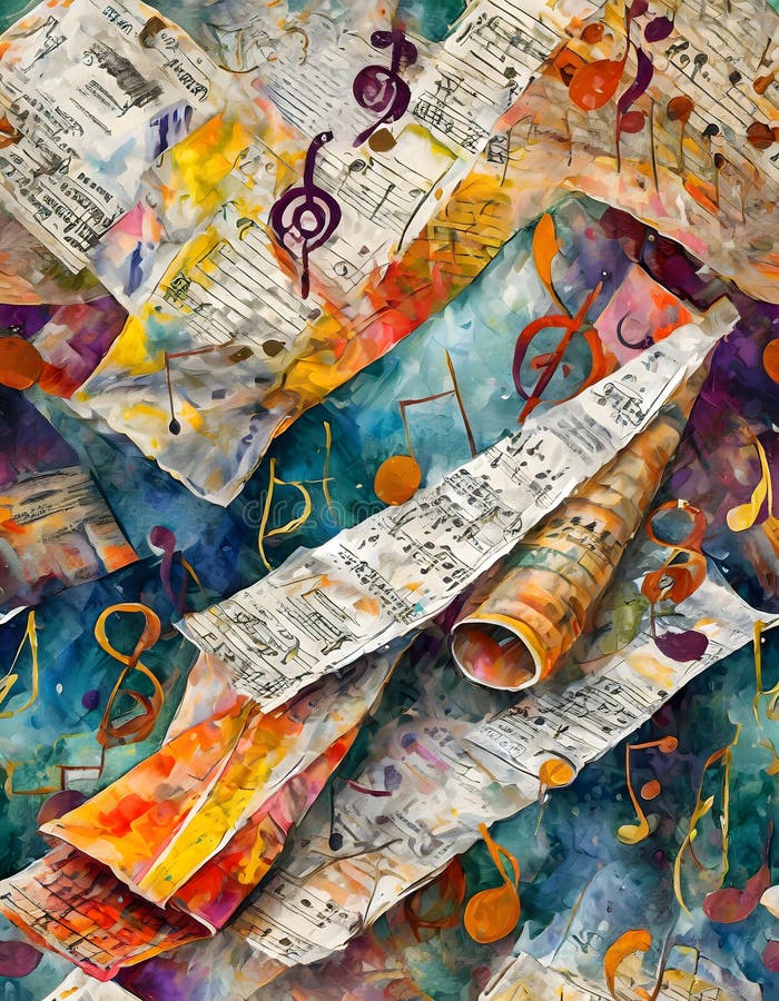 Seamless Pattern with Collage of Musical Notes and Newspapers ...
